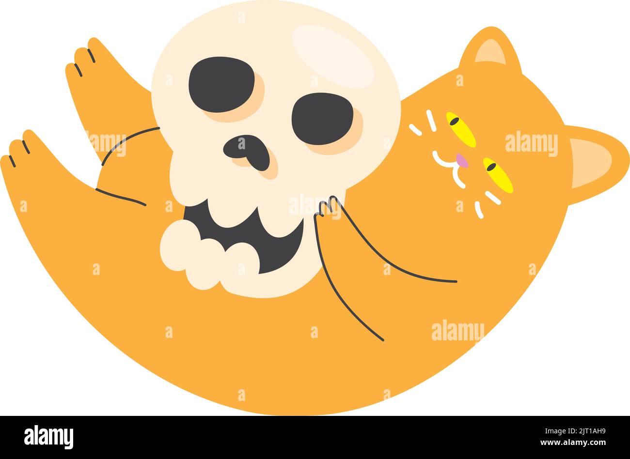 halloween cat with skull character Stock Vector Image & Art - Alamy