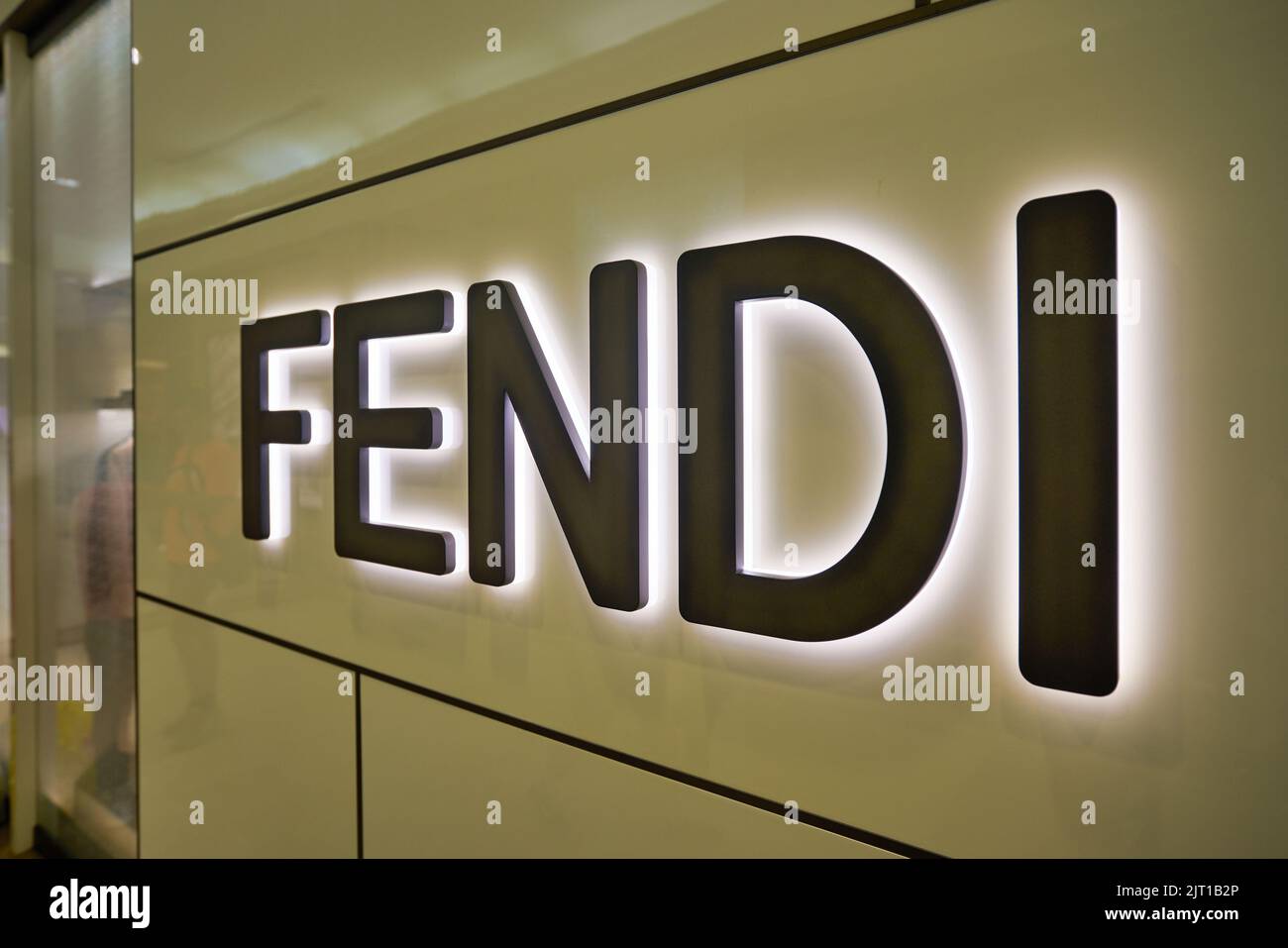 SINGAPORE - CIRCA JANUARY, 2020: close up shot of Fendi sign as seen at ...
