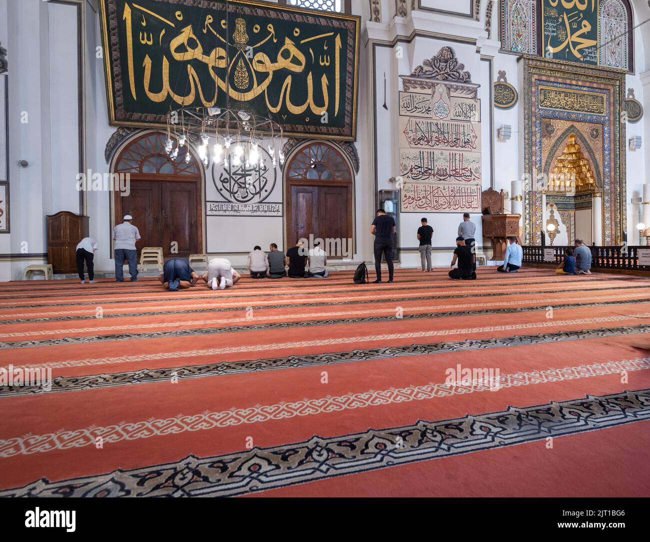 BURSA, TURKEY - AUGUST 21: An interior view of Grand Mosque (Ulu Cami ...
