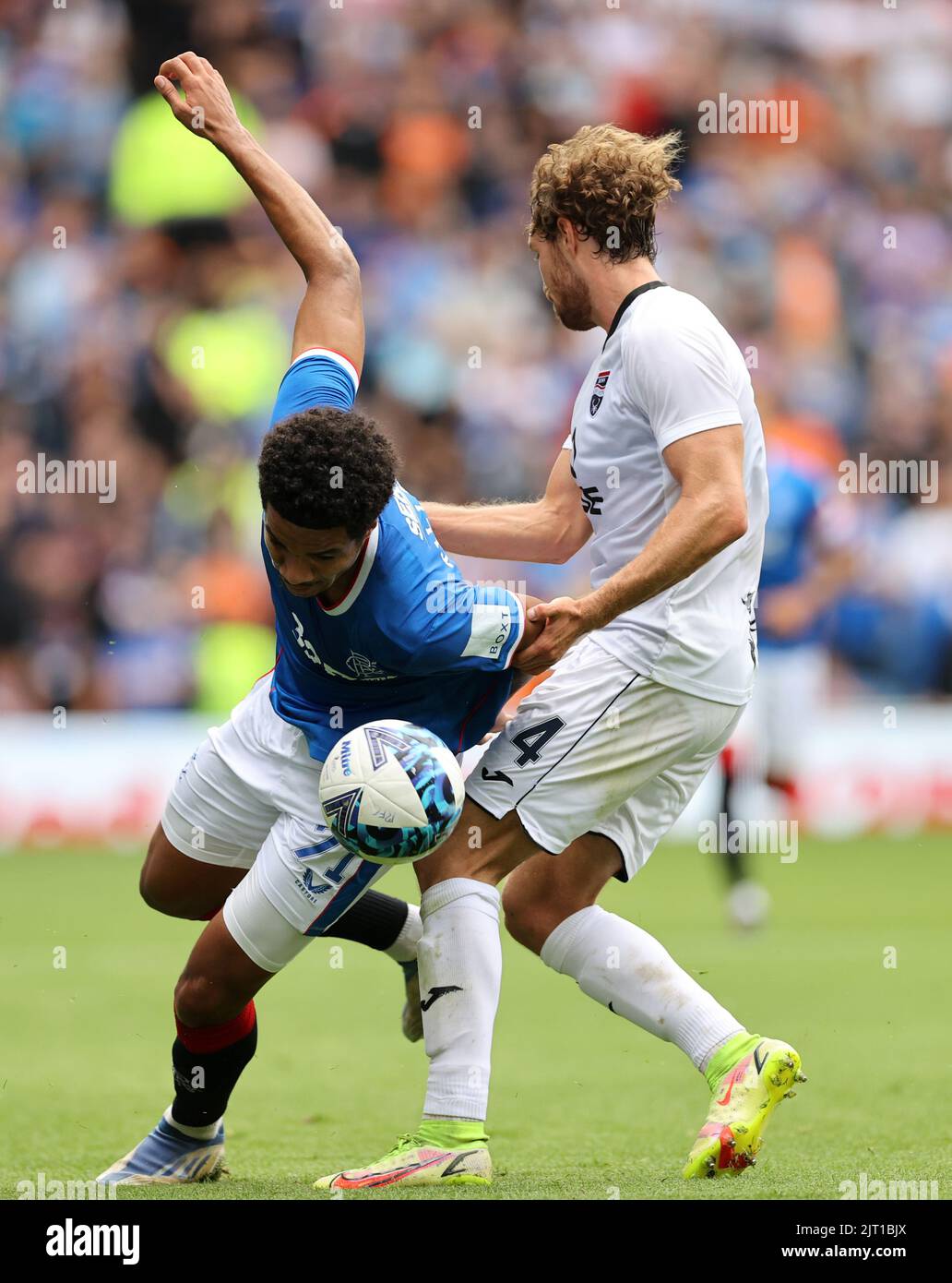 Rangers' Malik Tillman (left) and Ross County's David Cancola during ...