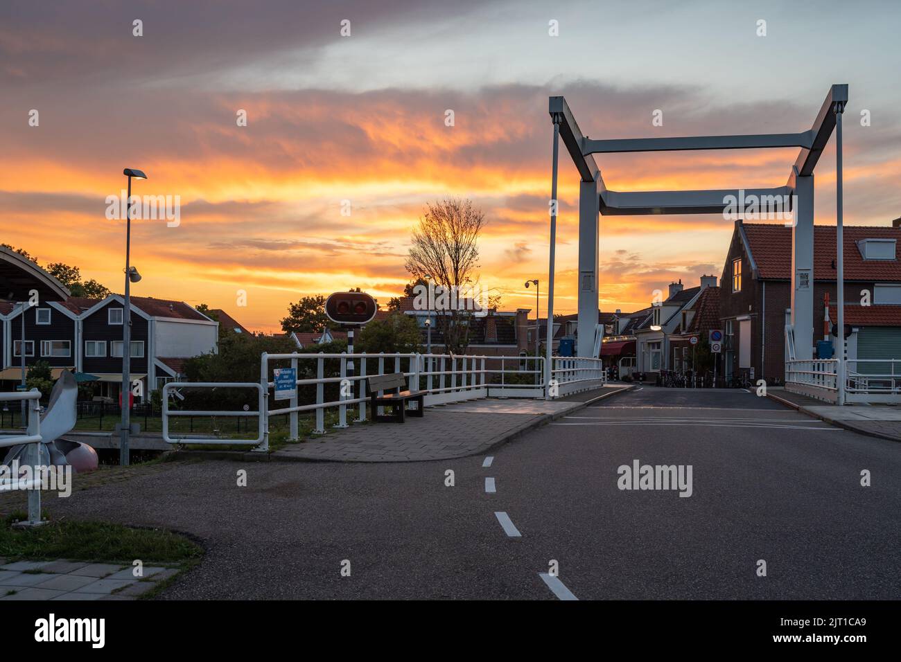 Bridge over the sluice in the village of Spaarndam, Province North ...