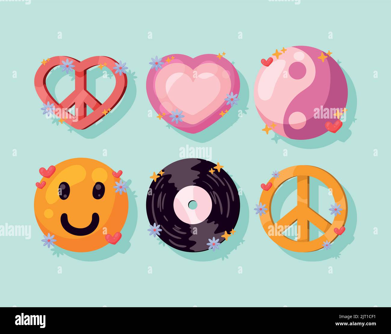 six hippie culture icons Stock Vector Image & Art - Alamy