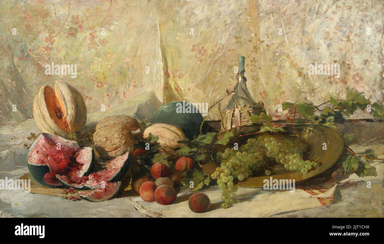 Fruit and Wine Bottle by Ross Sterling Turner Stock Photo - Alamy