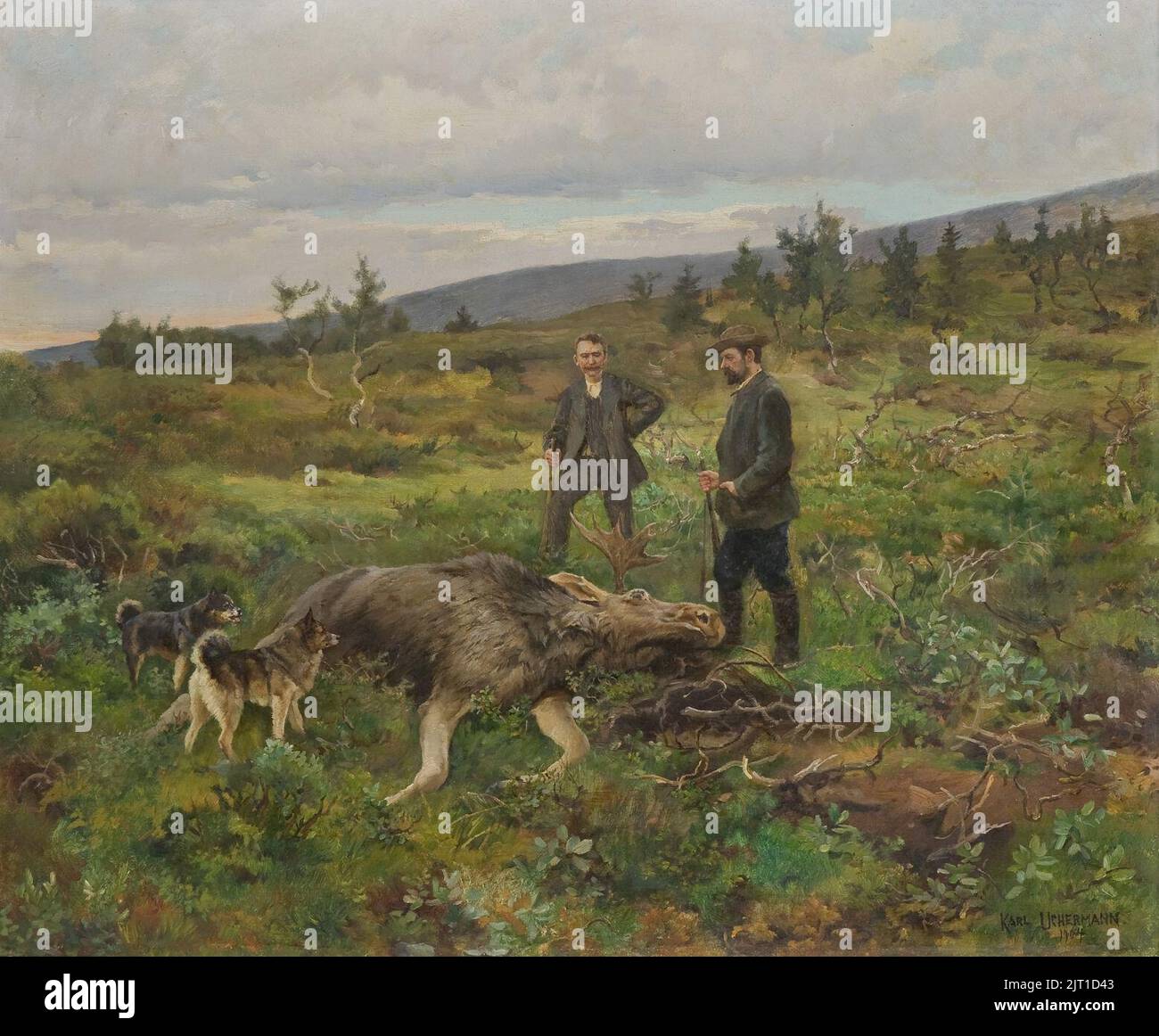 Moose hunt 1904 by Karl Uchermann Stock Photo - Alamy