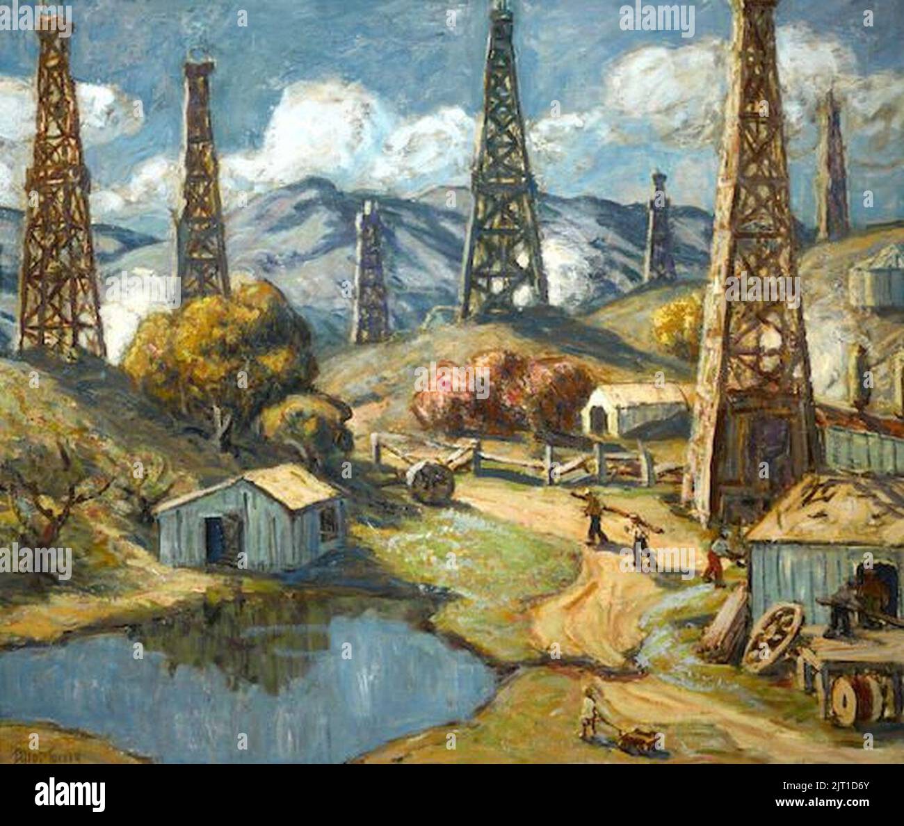 Oil Wells of Montebello by Elliot Bouton Torrey Stock Photo - Alamy
