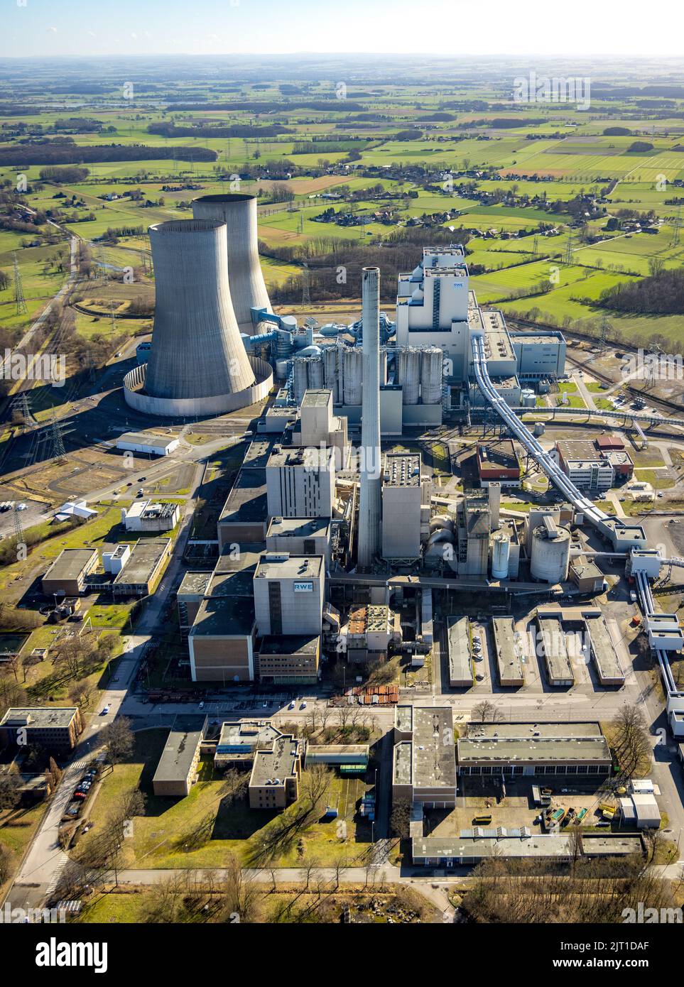 Aerial view, RWE power plant Westfalen in the district of Uentrop in ...