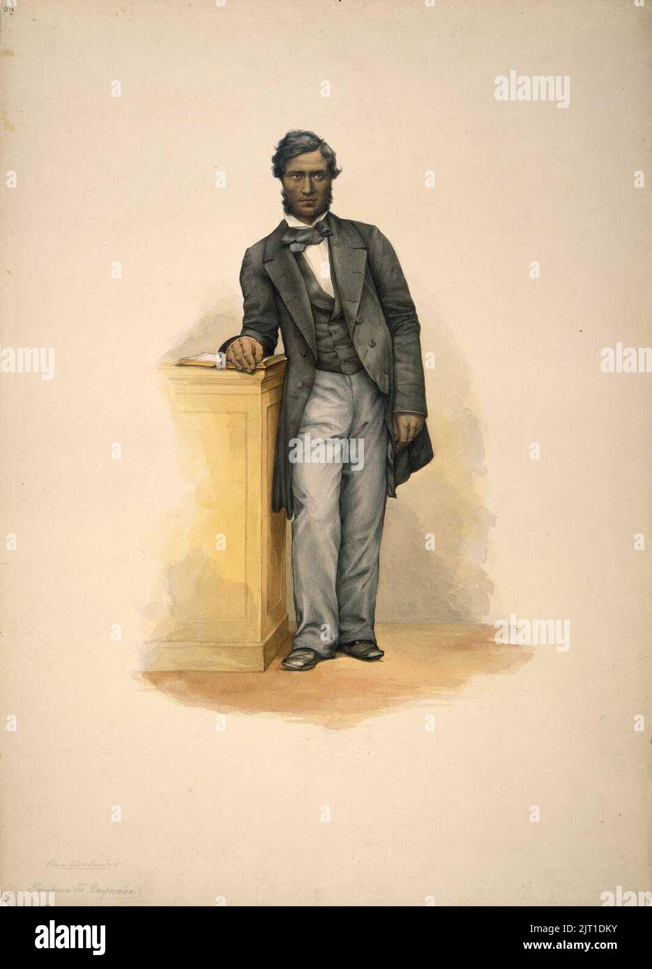 Tāmihana Te Rauparaha, watercolour by George French Angas, 1852 Stock ...