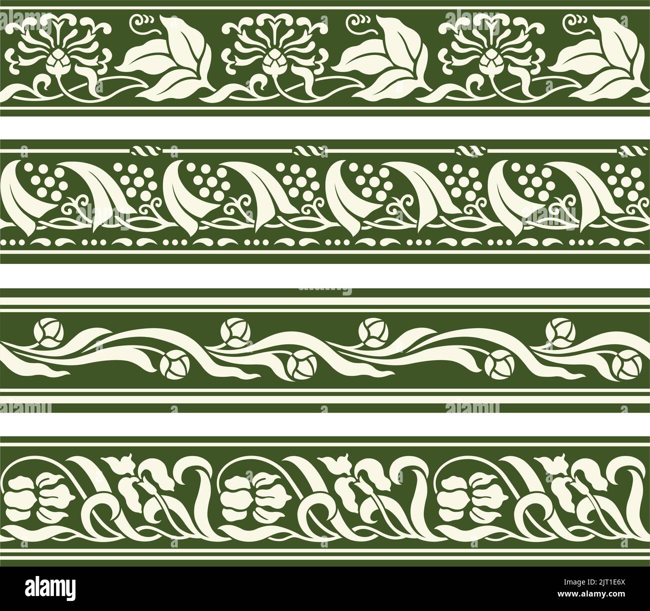A set of vintage vector decorative Spring flower decorative borders ...