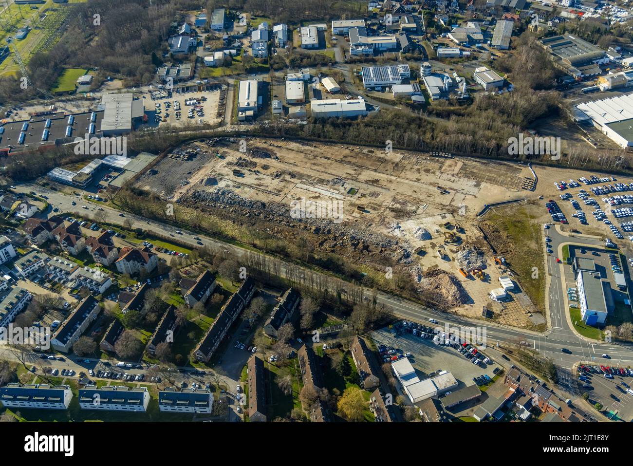 Aerial photograph, brownfield industrial area Nierenhofer Straße in ...