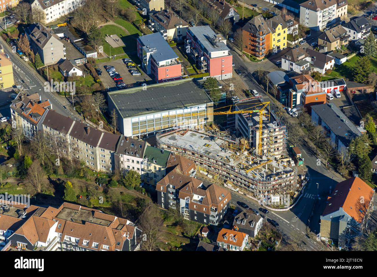 Aerial view, construction site and new building residential and commercial building at the ...