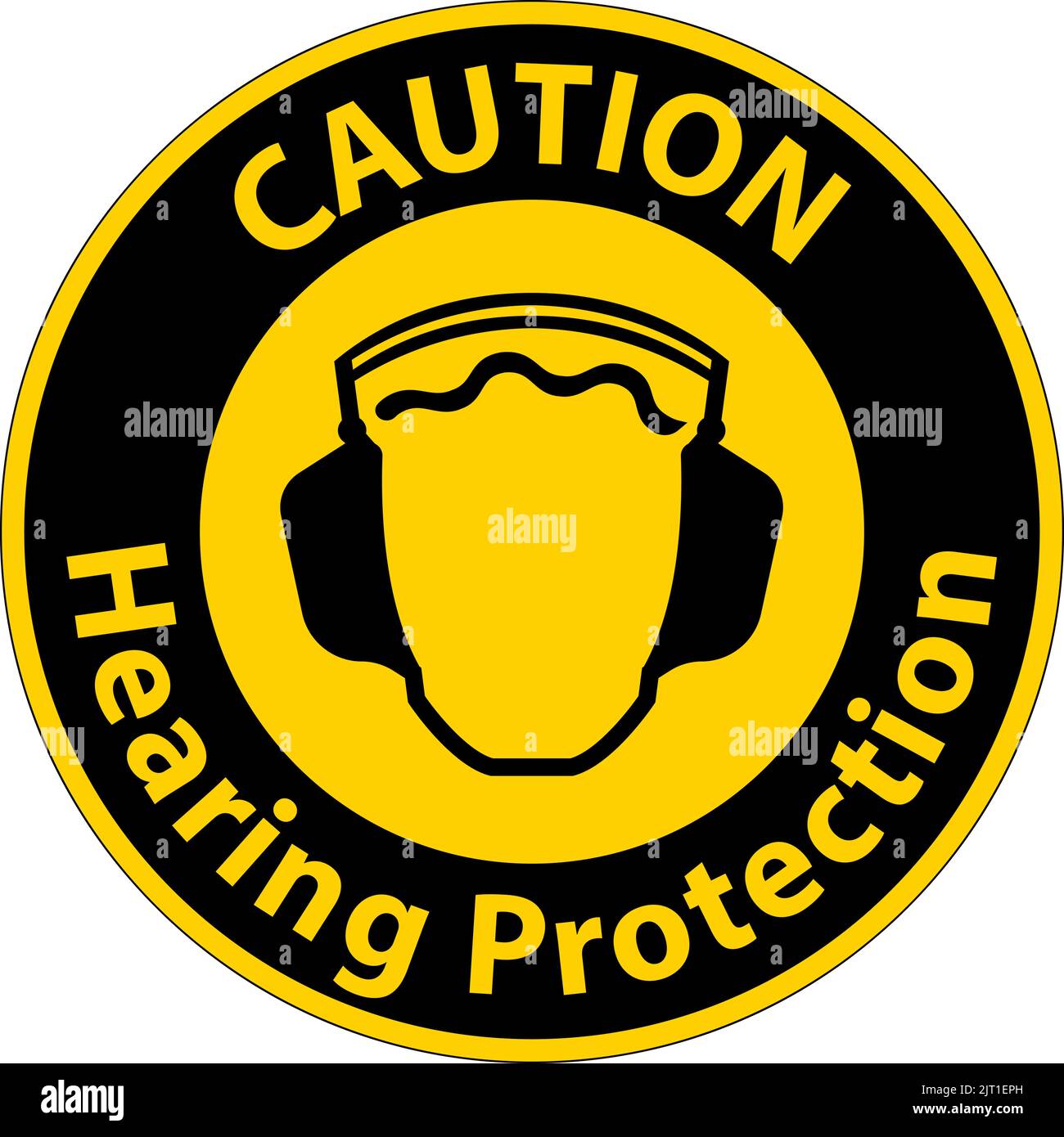 Caution Hearing Protection Required In This Area. On White Background ...