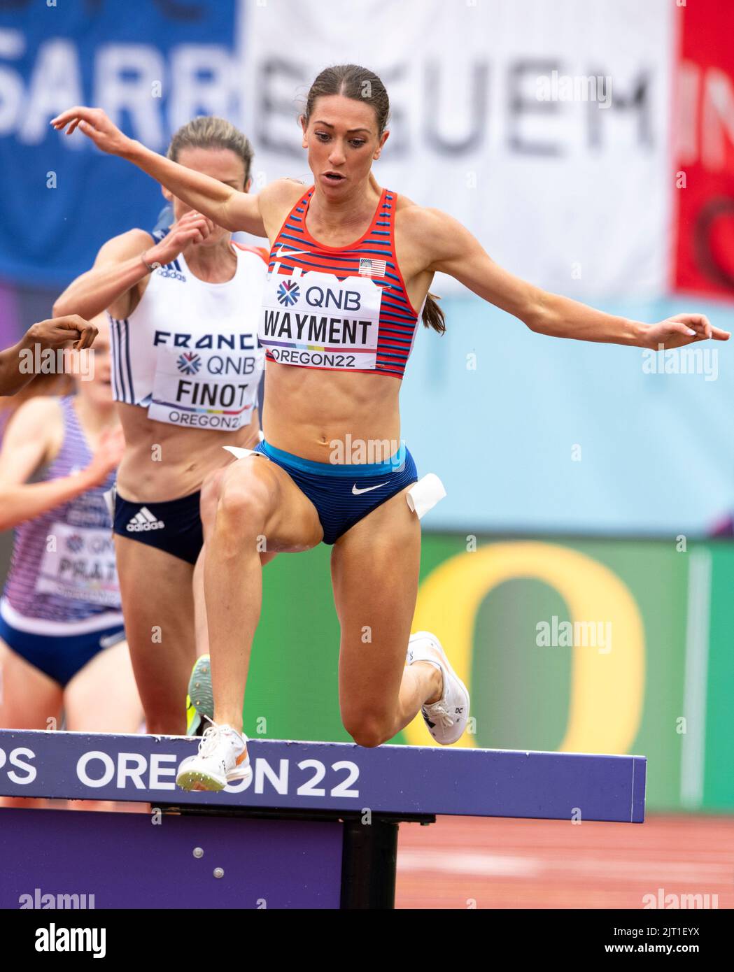 Courtney Wayment of the USA competing in the women’s 3000m steeplechase ...