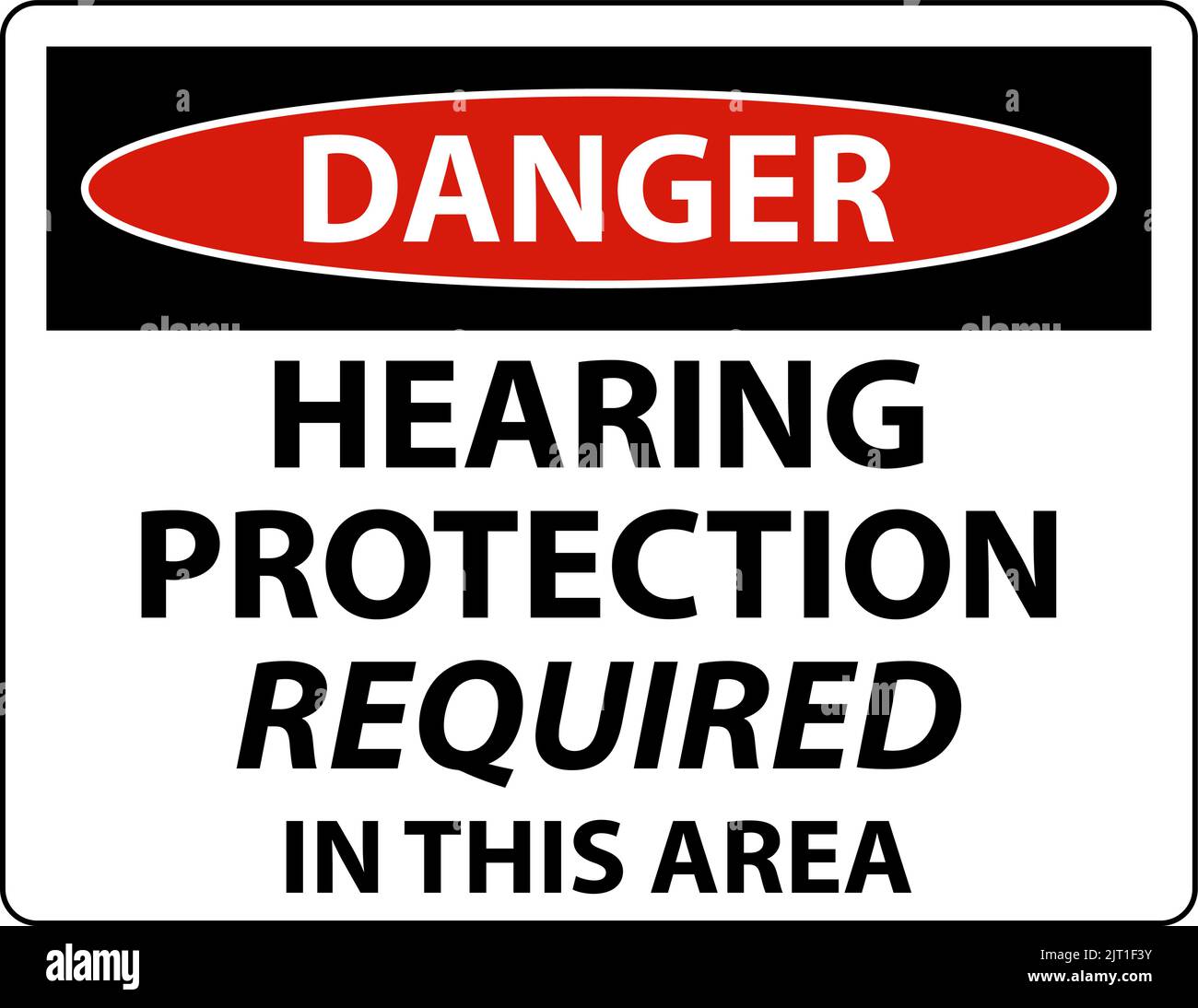 Danger Hearing Protection Required Sign On White Background Stock ...