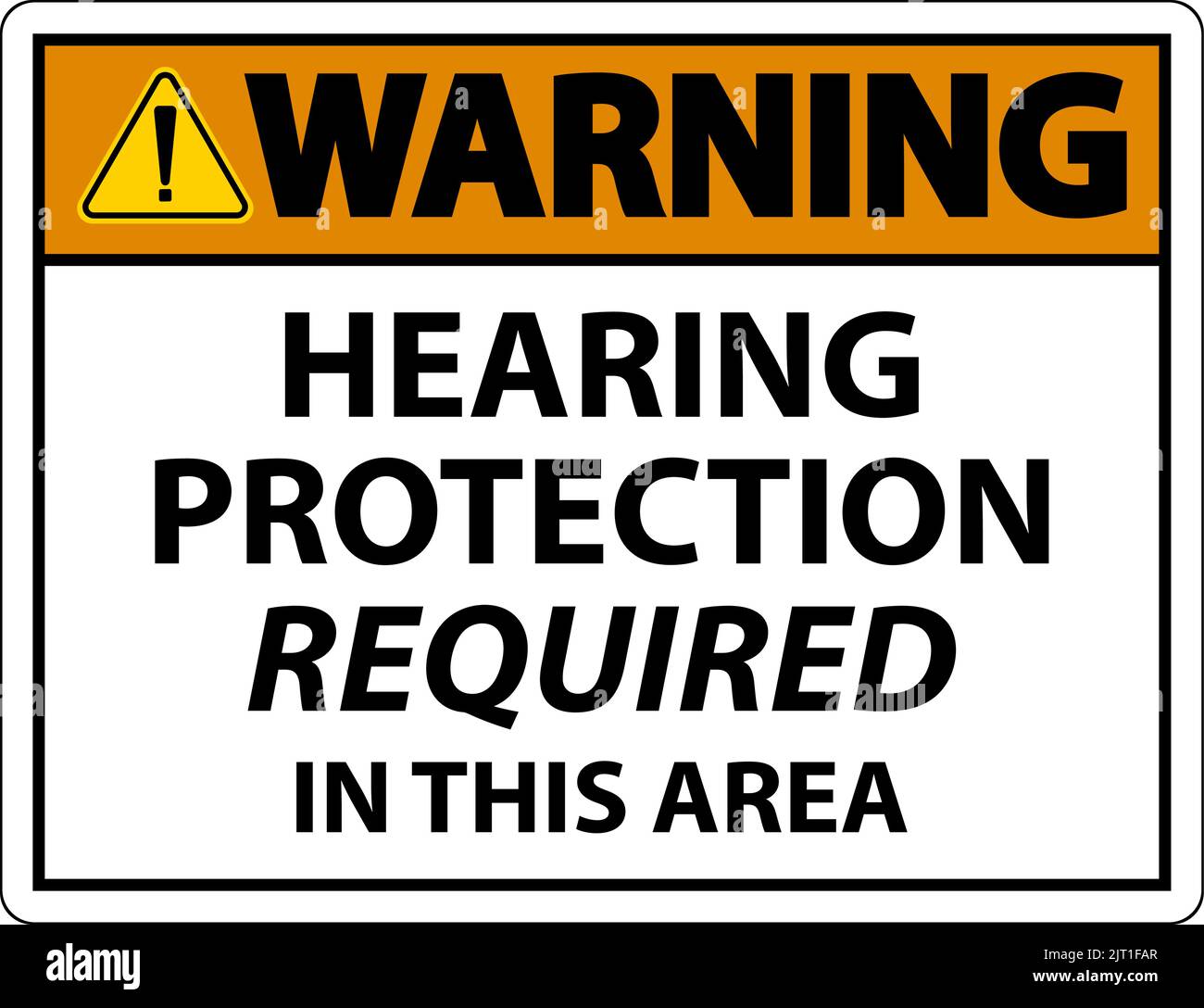 Warning Hearing Protection Required Sign On White Background Stock ...