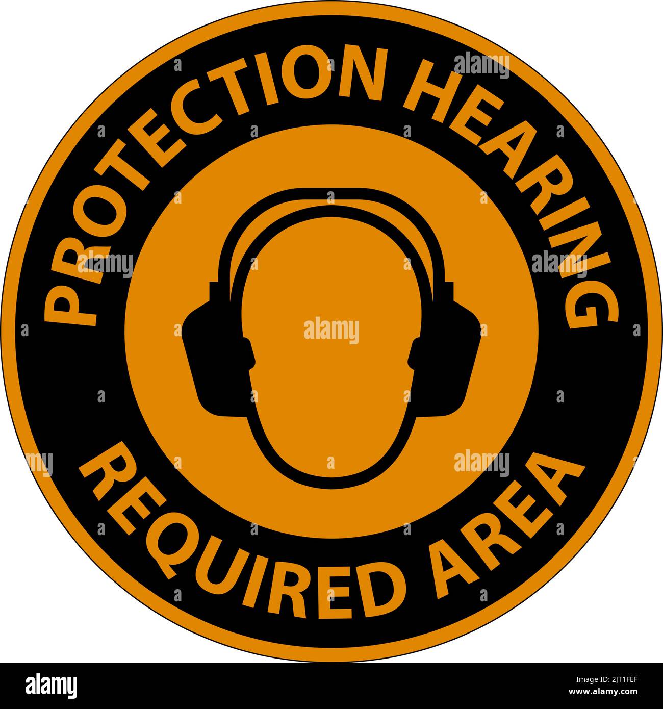 Warning Double Hearing Protection Sign On White Background Stock Vector ...