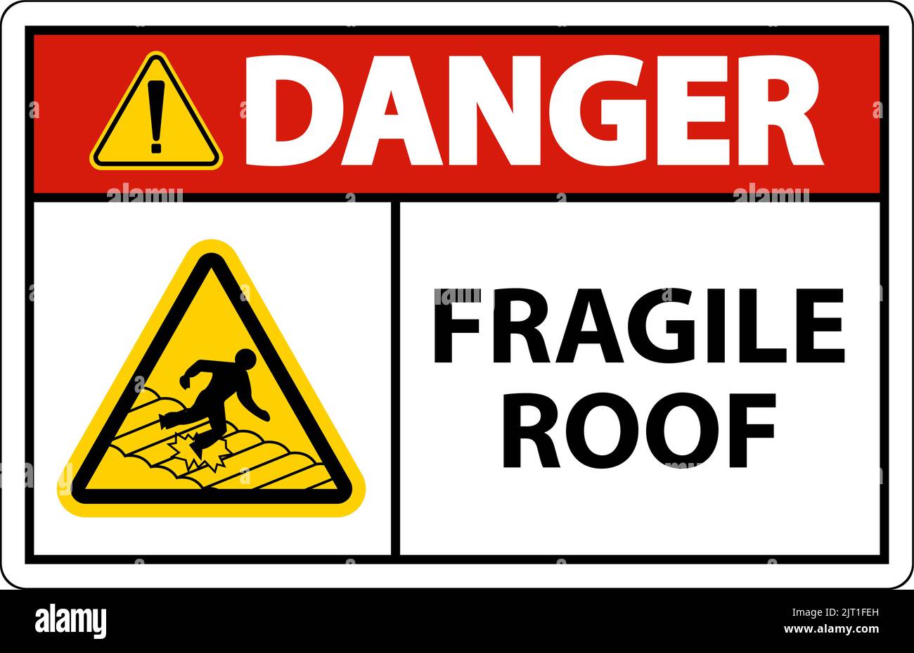 Danger Fragile Roof Sign On White Background Stock Vector Image & Art ...