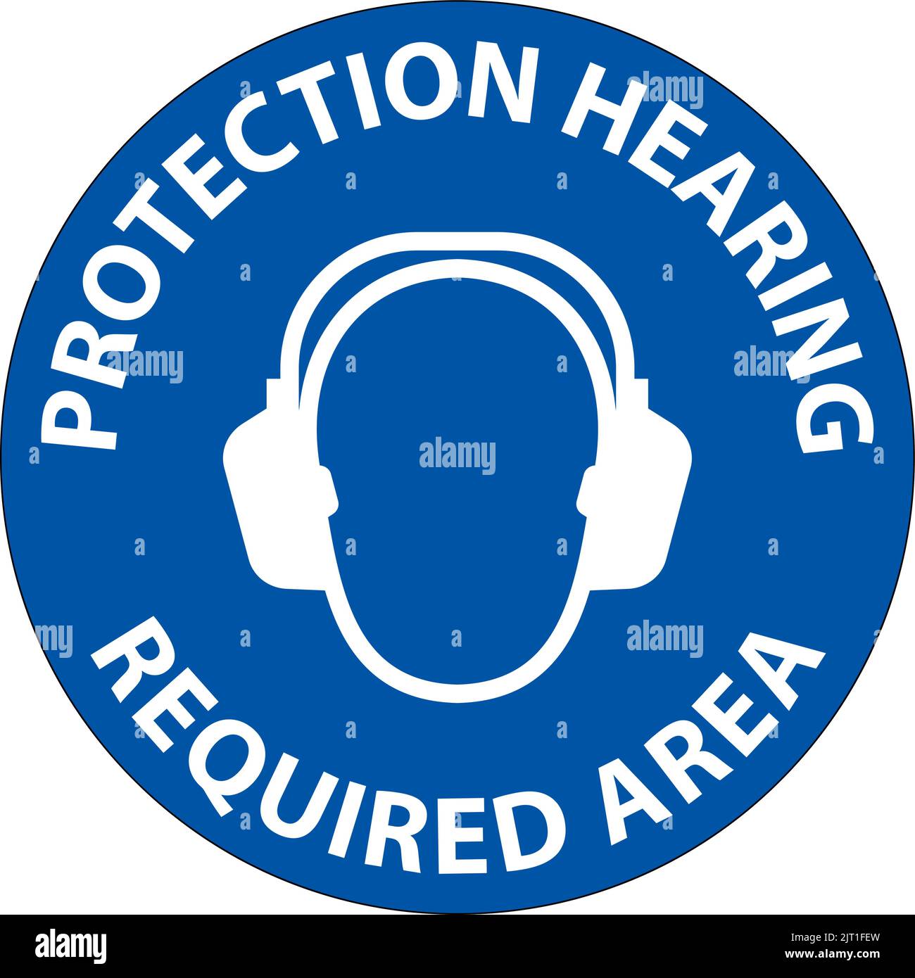 Notice Double Hearing Protection Sign On White Background Stock Vector