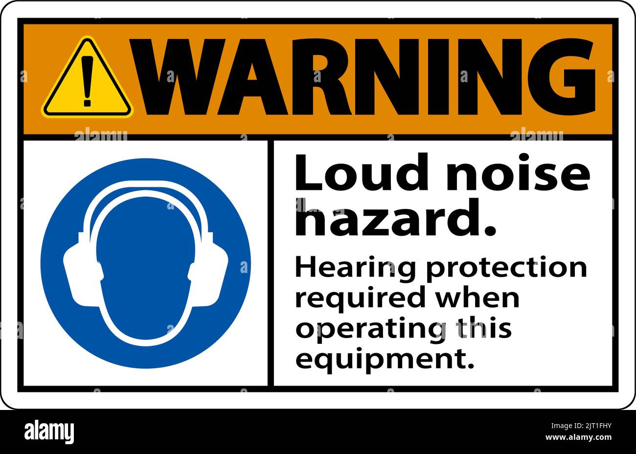 Warning Hearing Protection Required Sign On White Background Stock ...