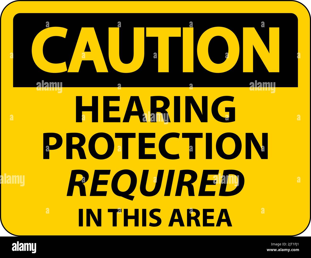 Caution Hearing Protection Required Sign On White Background Stock ...