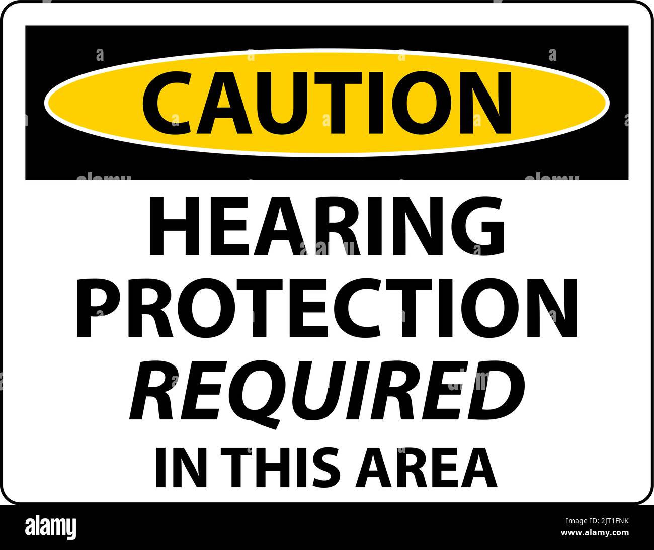 Caution Hearing Protection Required Sign On White Background Stock ...
