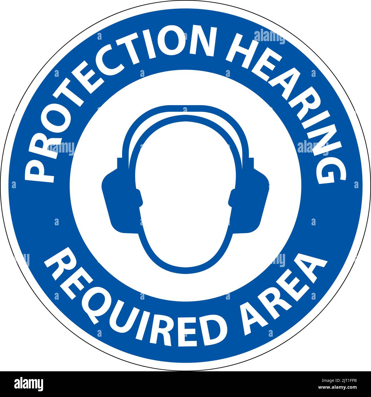 Notice Double Hearing Protection Sign On White Background Stock Vector