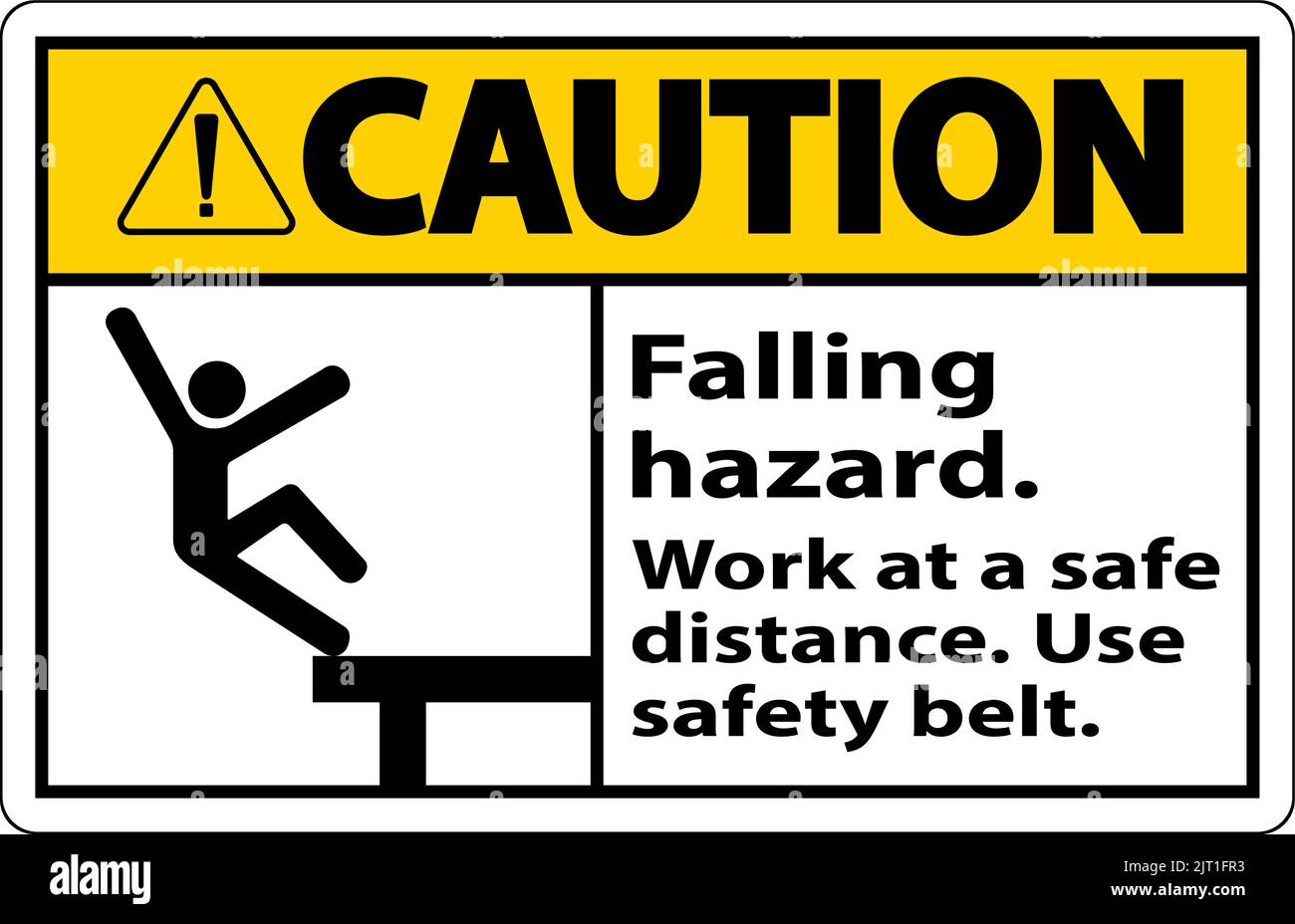 Caution Falling Hazard Use Safety Belt Sign On White Background Stock ...