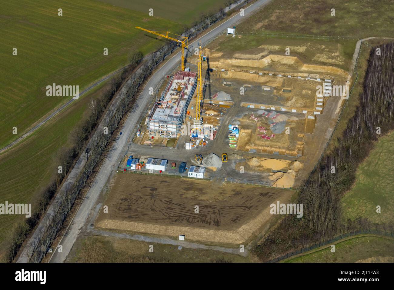 Aerial view, construction site and new building industrial park Innovationspark an der ...