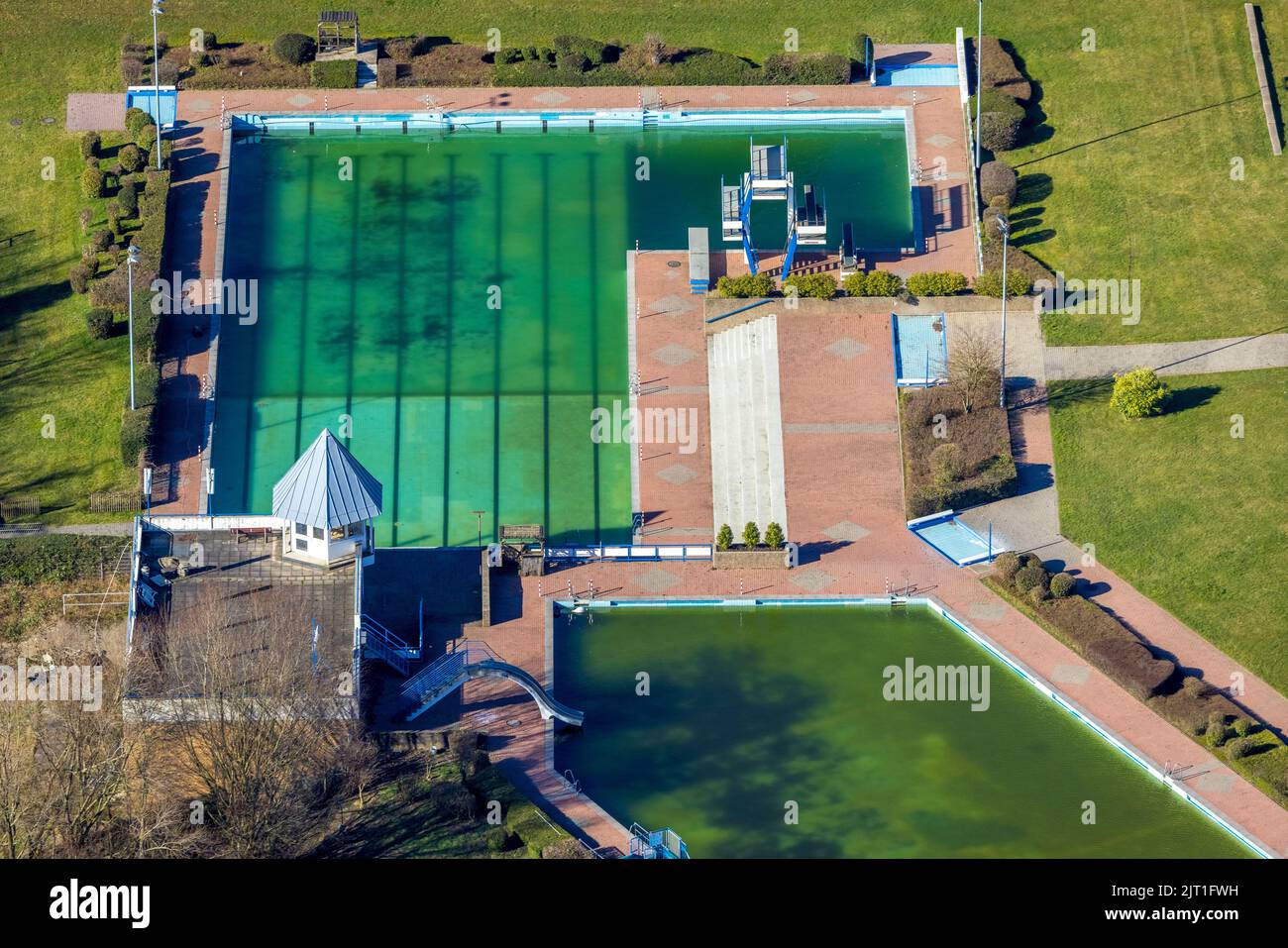 Aerial photo, open air pool HeljensBAD, Heiligenhaus, Ruhr area, North ...