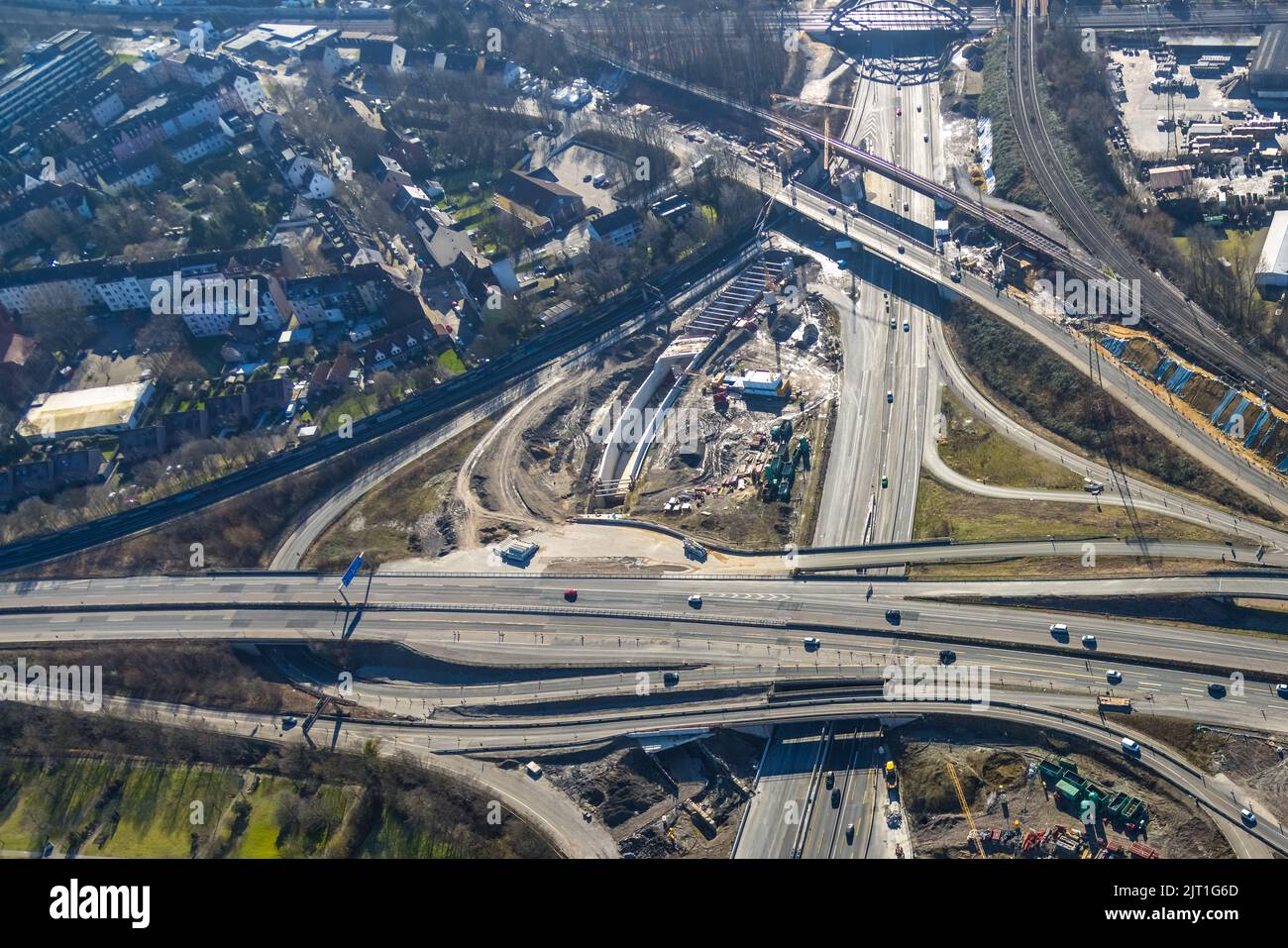 Major construction site freeway junction Herne of the freeway A42 and ...