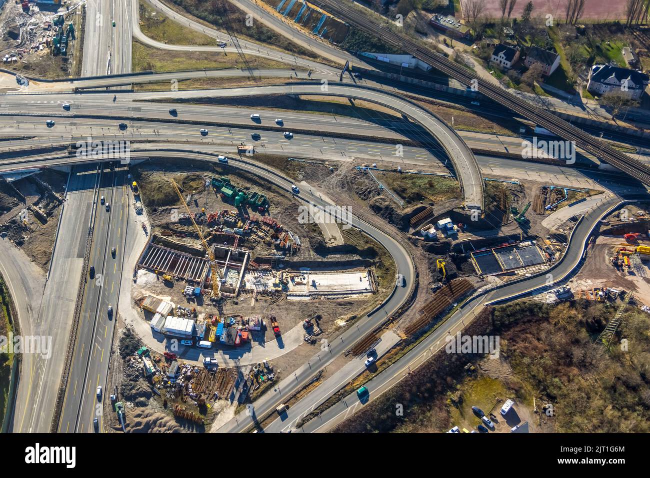 Major construction site freeway junction Herne of the freeway A42 and ...