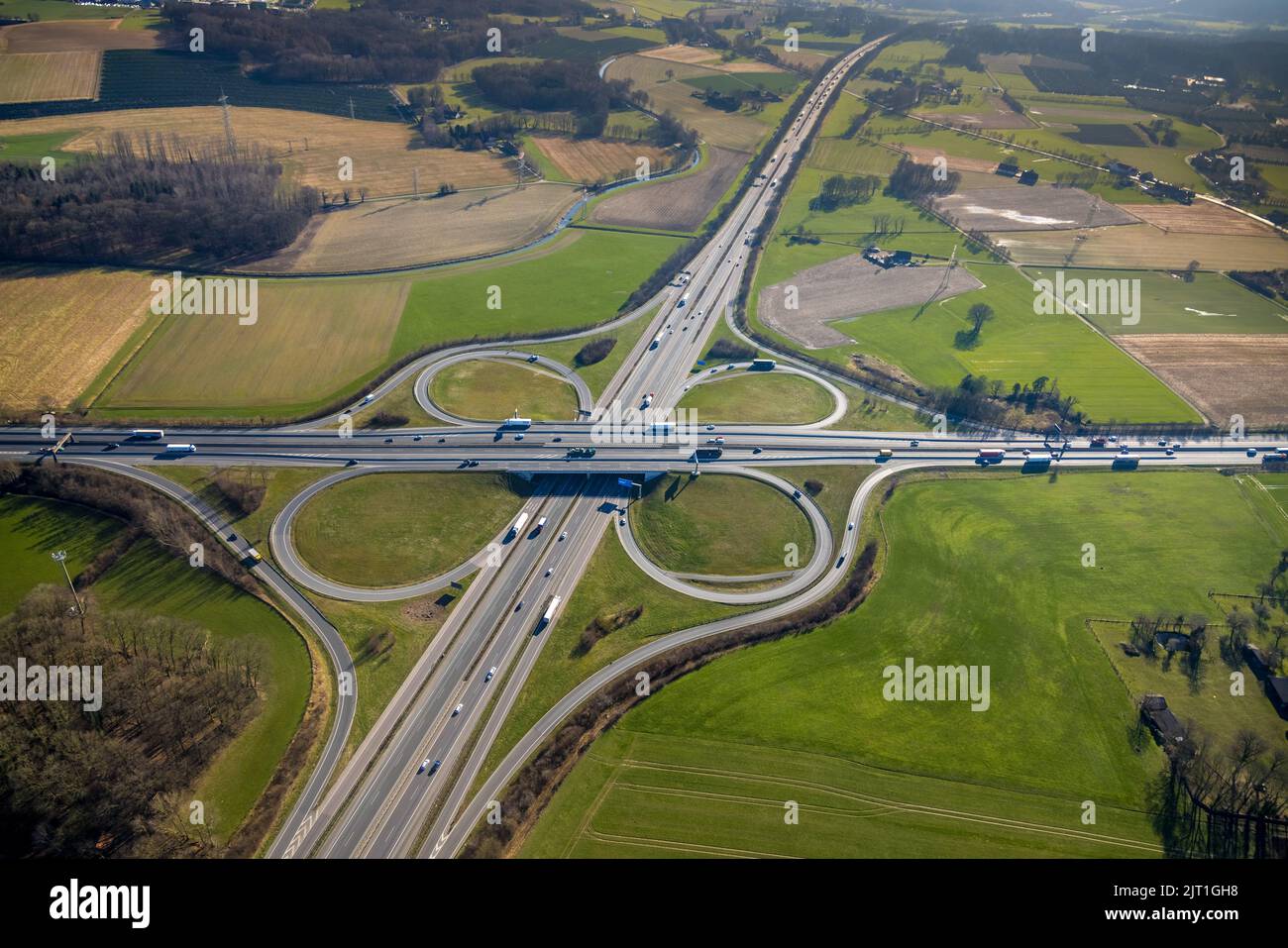 Aerial photo, freeway junction Lotte / Osnabrück, freeway A1 and ...