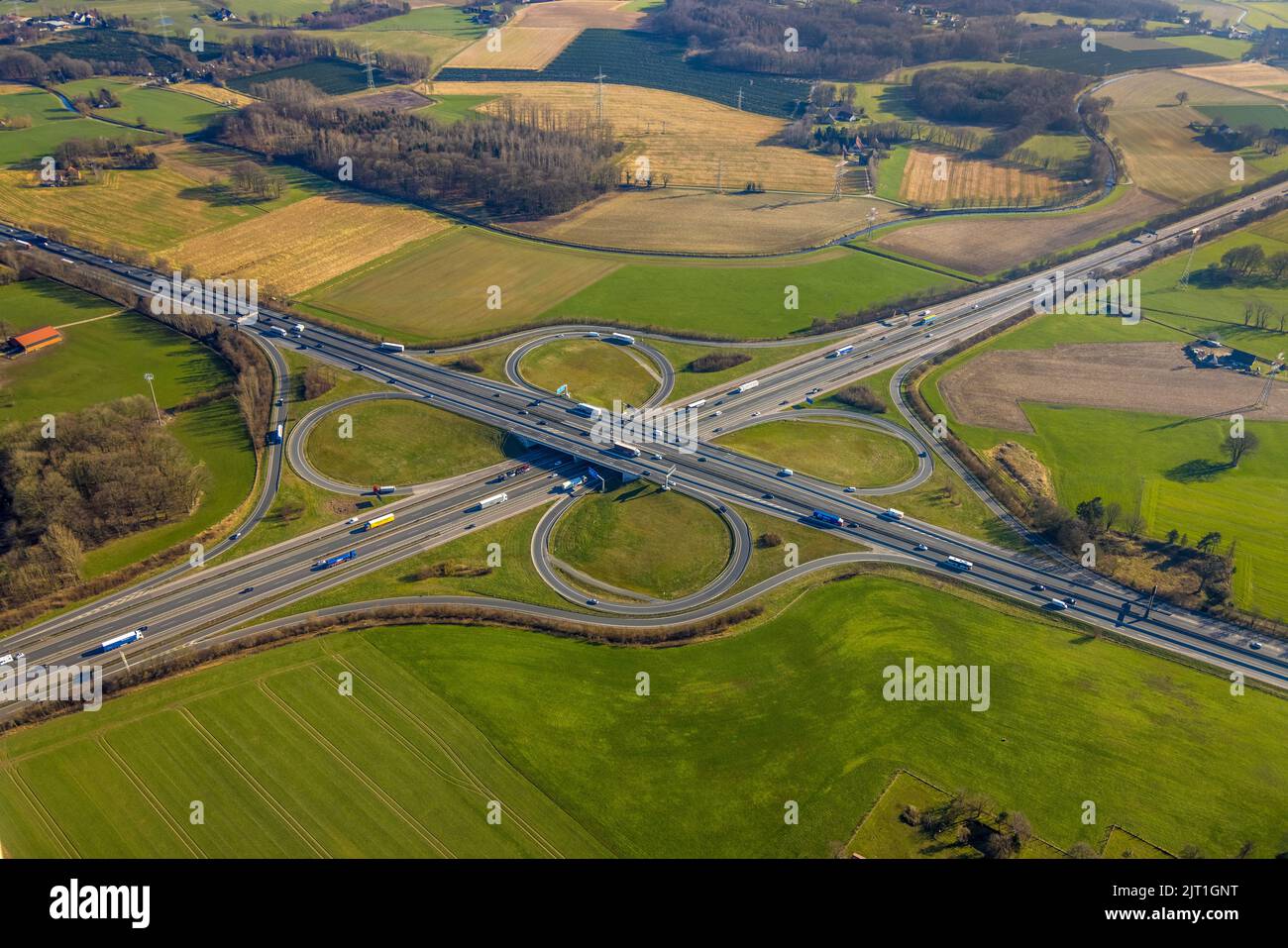 Aerial photo, freeway junction Lotte / Osnabrück, freeway A1 and ...
