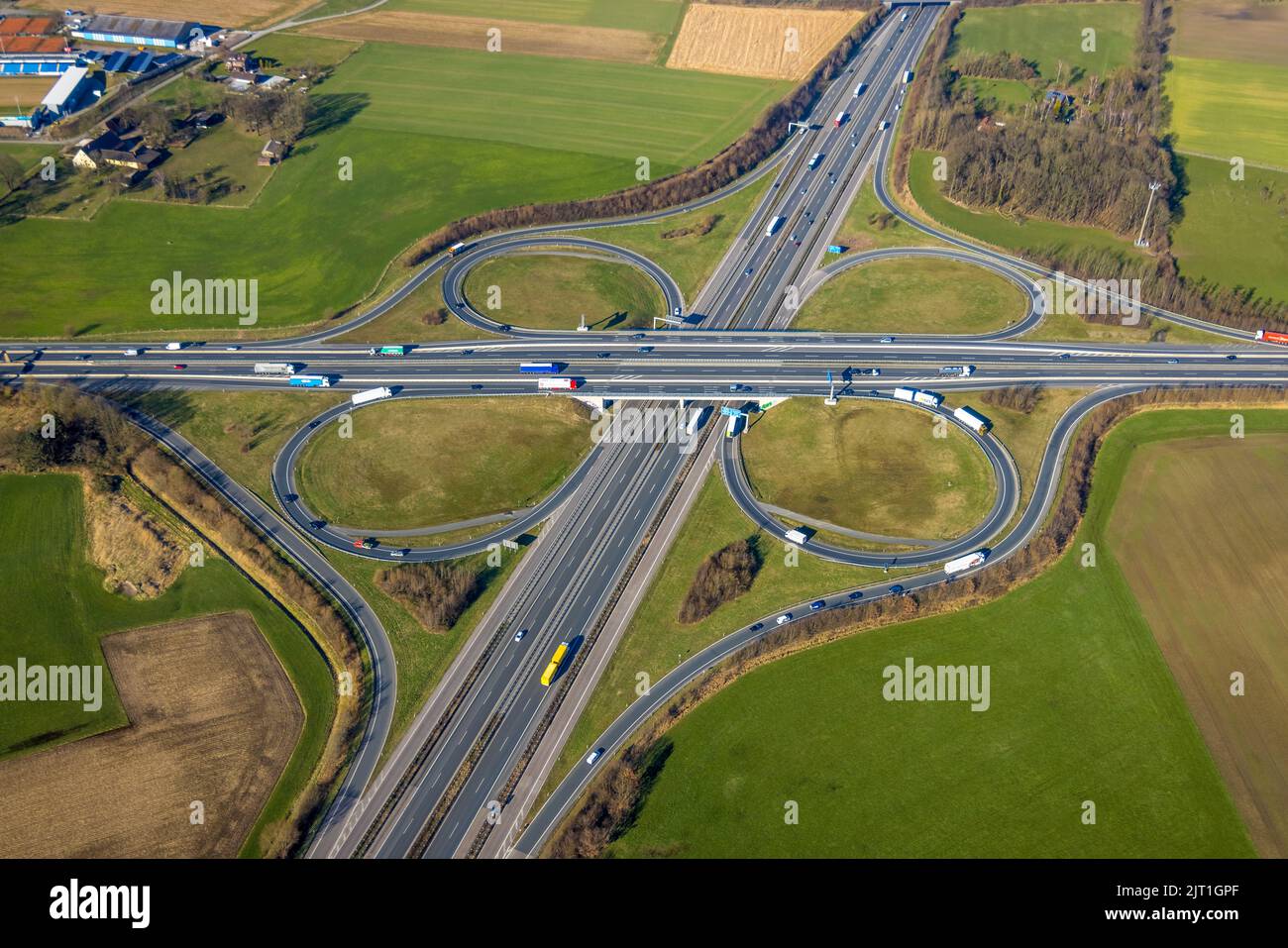 Aerial photo, freeway junction Lotte / Osnabrück, freeway A1 and ...