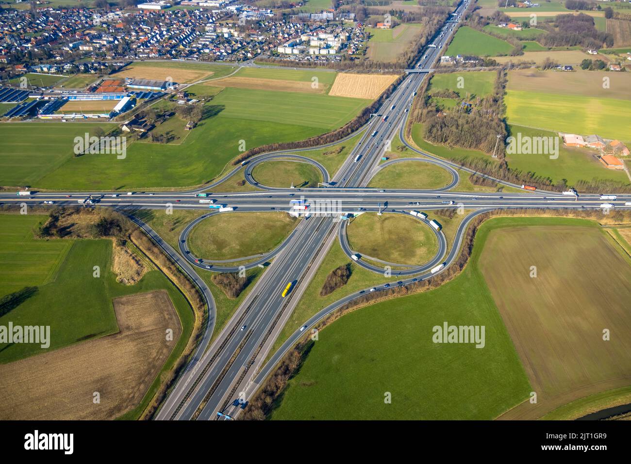 Aerial photo, freeway junction Lotte / Osnabrück, freeway A1 and ...