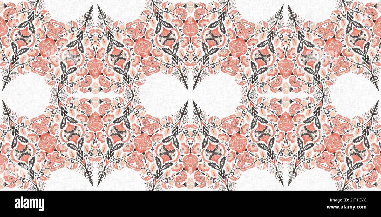 Modern boho geometric floral quilt style seamless border pattern ...