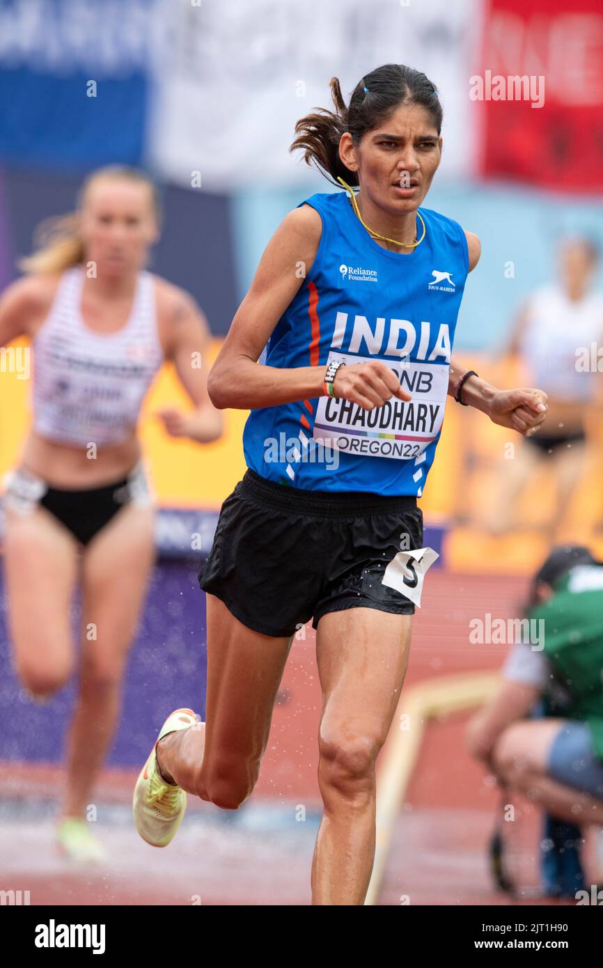 Parul Chaudhary of India competing in the women’s 3000m steeplechase ...