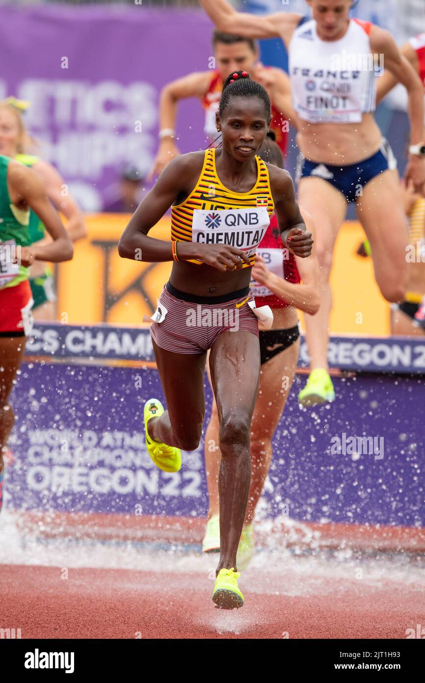Peruth Chemutai of Uganda competing in the women’s 3000m steeplechase ...