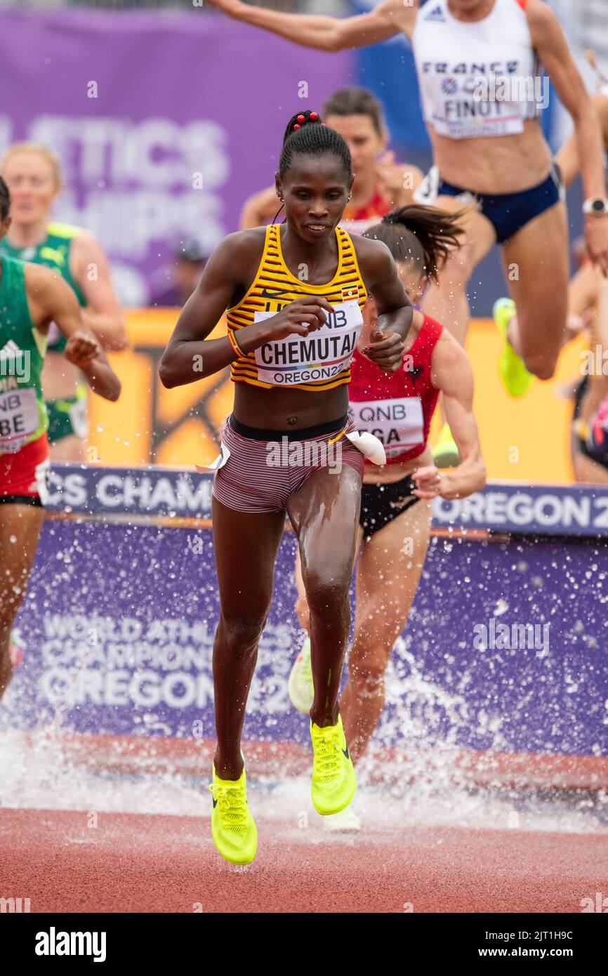 Peruth Chemutai of Uganda competing in the women’s 3000m steeplechase ...