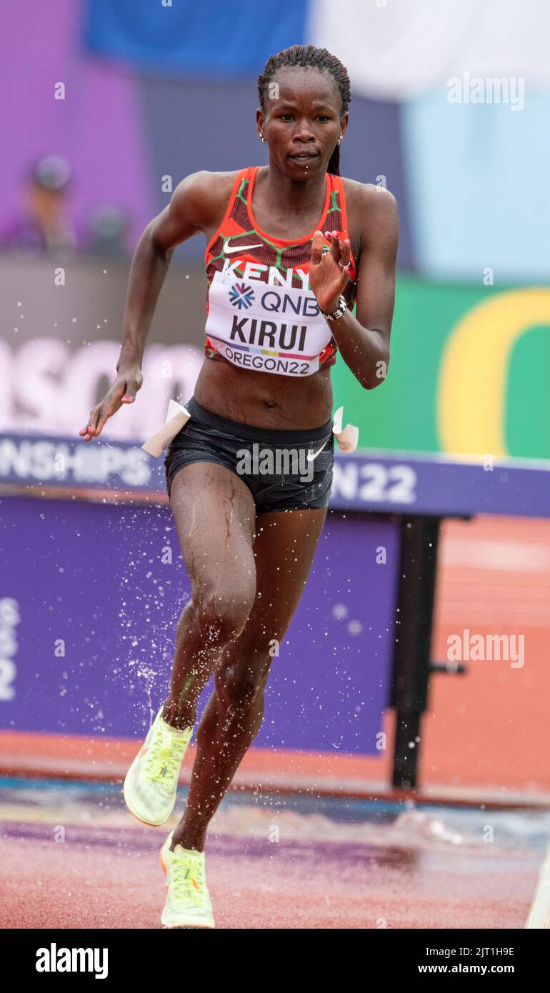 Purity Kirui of Kenya competing in the women’s 3000m steeplechase heats ...