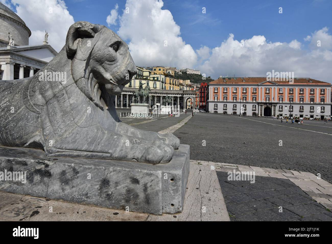 View of the square called Plebiscito in Naples, the capital of the ...