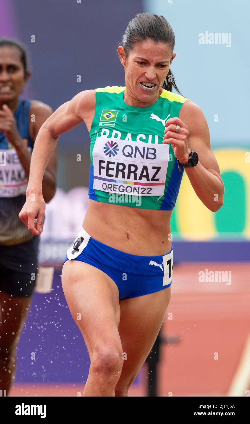Simone Ferraz of Brazil competing in the women’s 3000m steeplechase ...