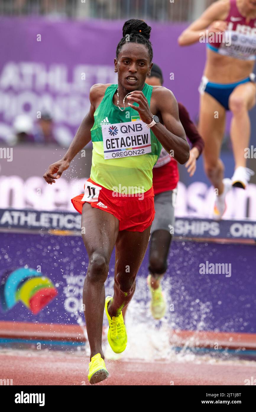 Werkuha Getachew of Ethiopia competing in the women’s 3000m ...