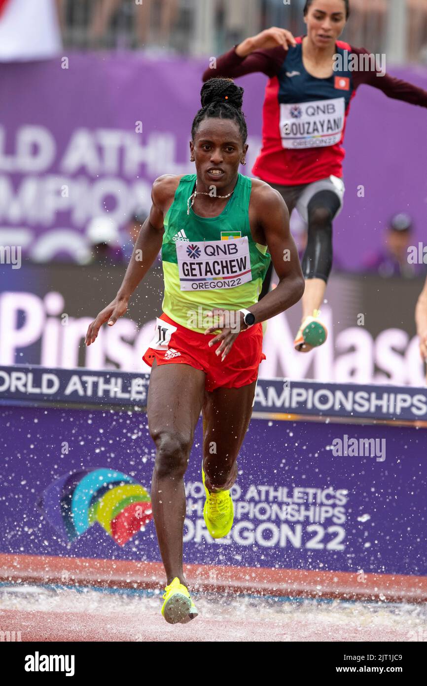 Werkuha Getachew of Ethiopia competing in the women’s 3000m ...