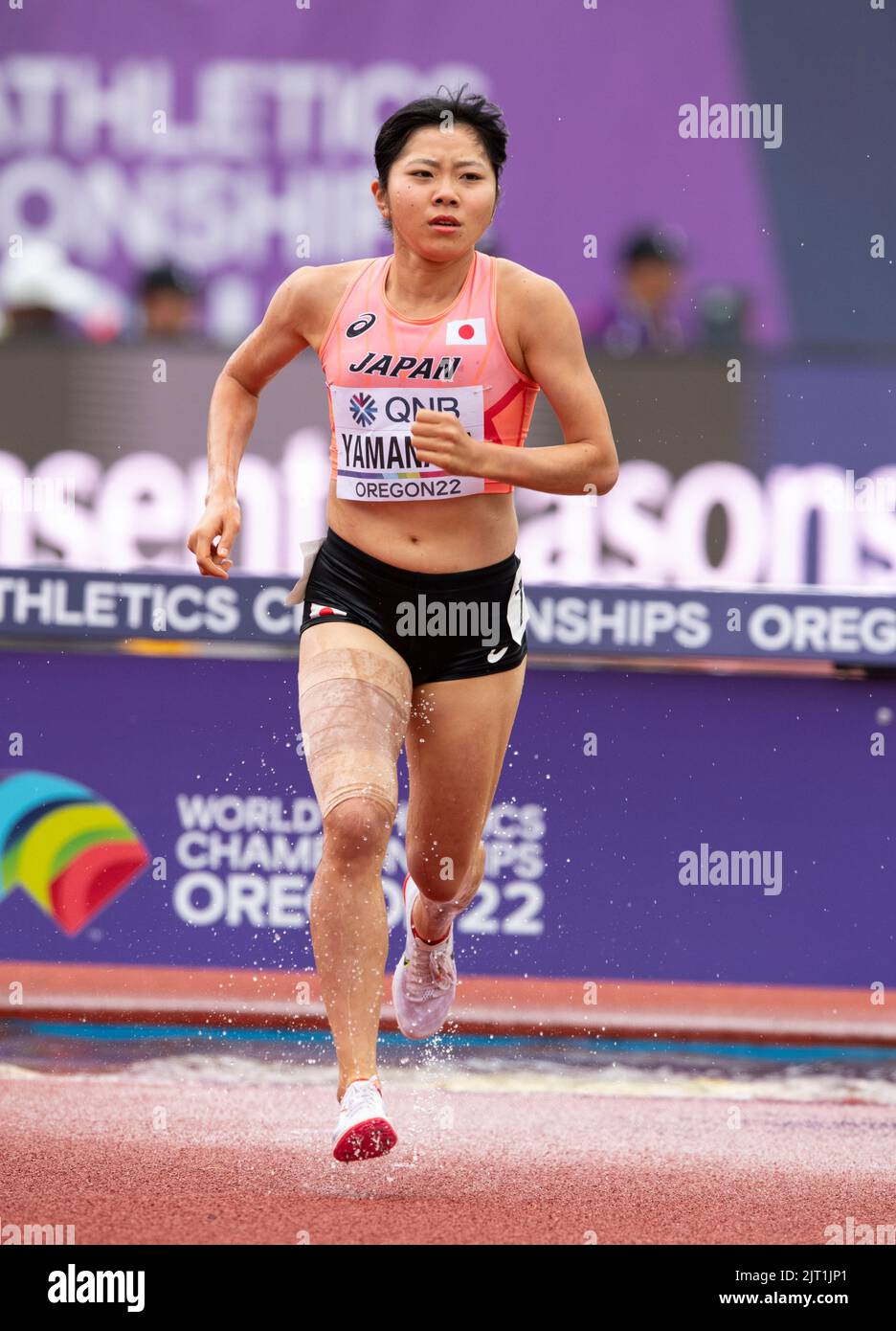 Yuno Yamanaka of Japan competing in the women’s 3000m steeplechase ...