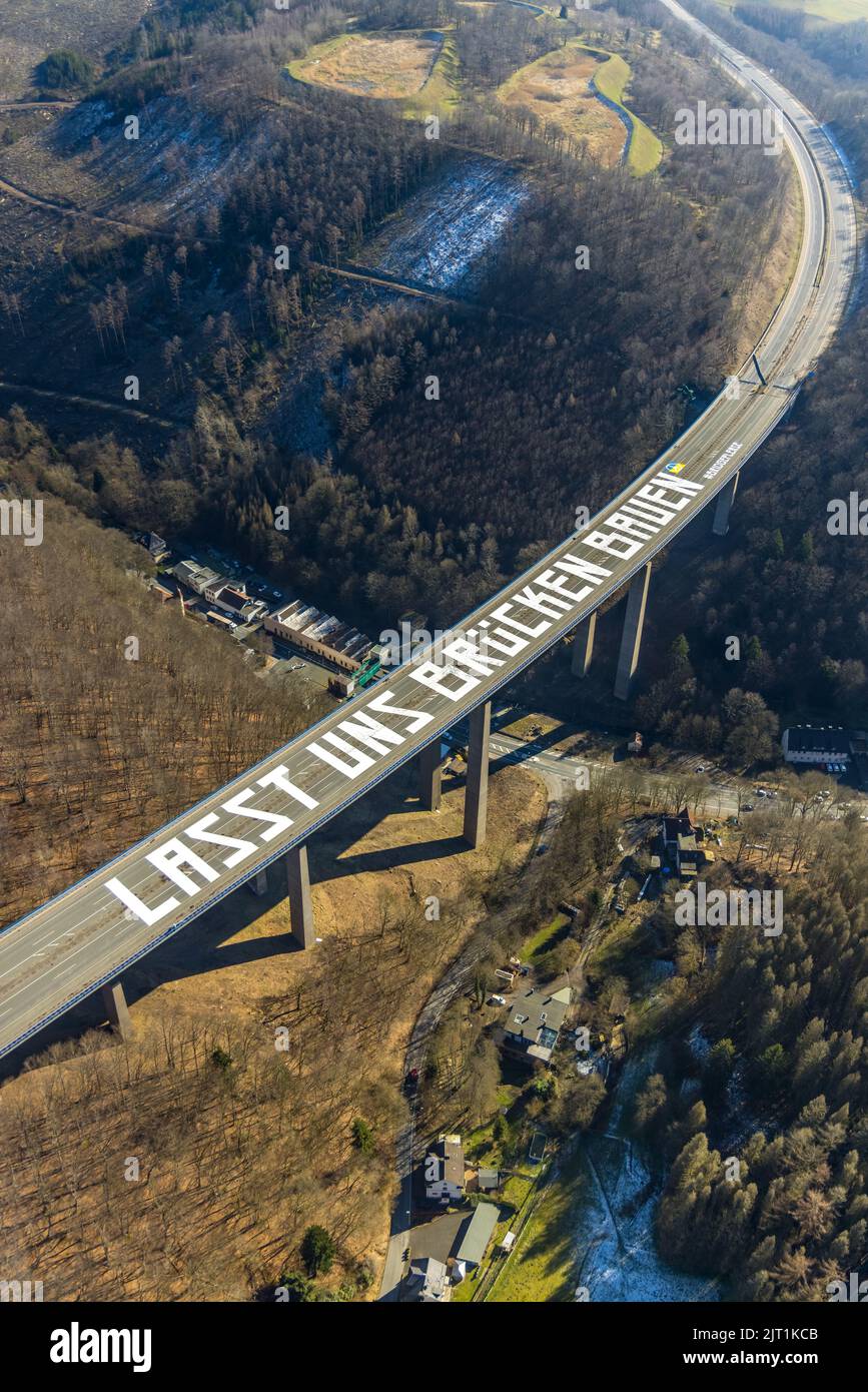 Closed freeway bridge Rahmede of the freeway A45 Sauerlandlinie with ...