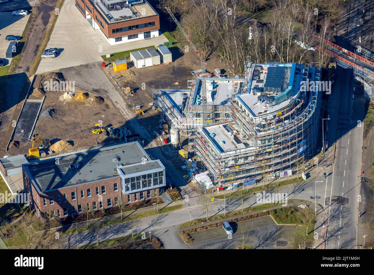 Aerial view, construction site and new building at Vestische Straße ...