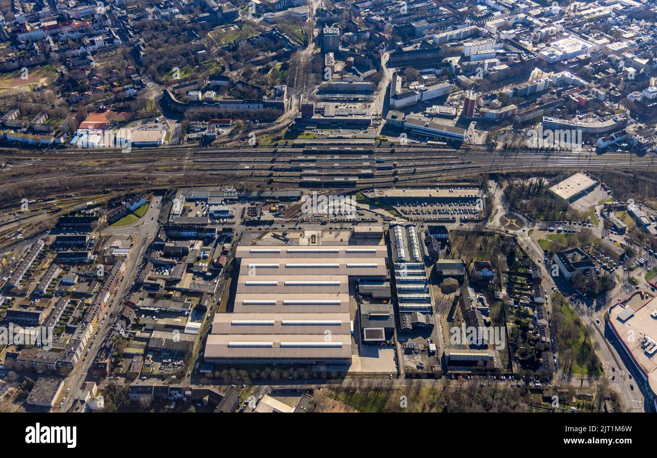 Aerial view, Oberhausen main station, Bero center, Oberhausen, Ruhr ...