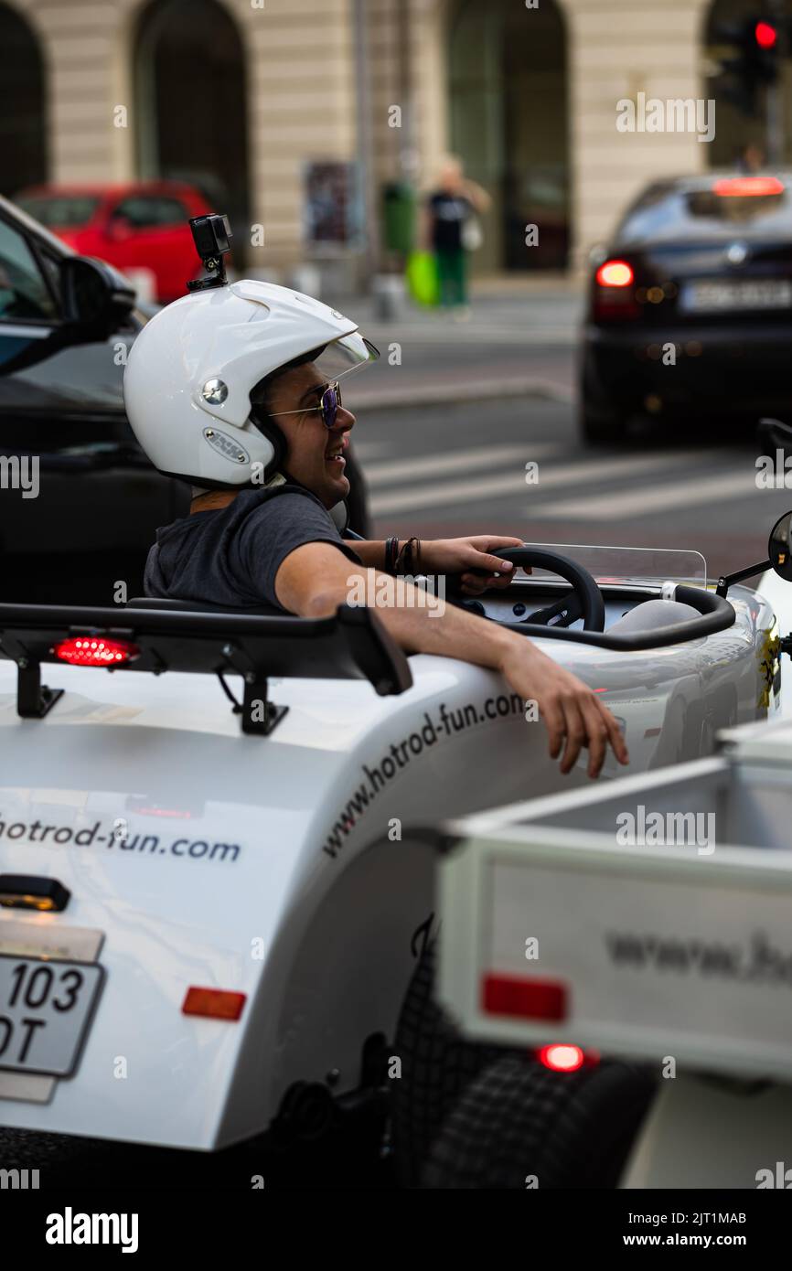 Car traffic, pollution, traffic jam in the morning and evening in the ...