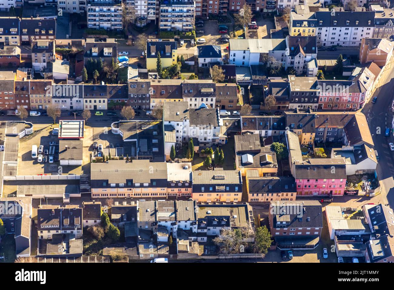 Aerial view, red light district Flaßhofstraße, Rote Meile Oberhausen ...