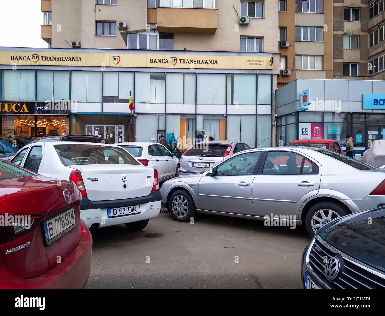 Car traffic, pollution, traffic jam in the morning and evening in the ...